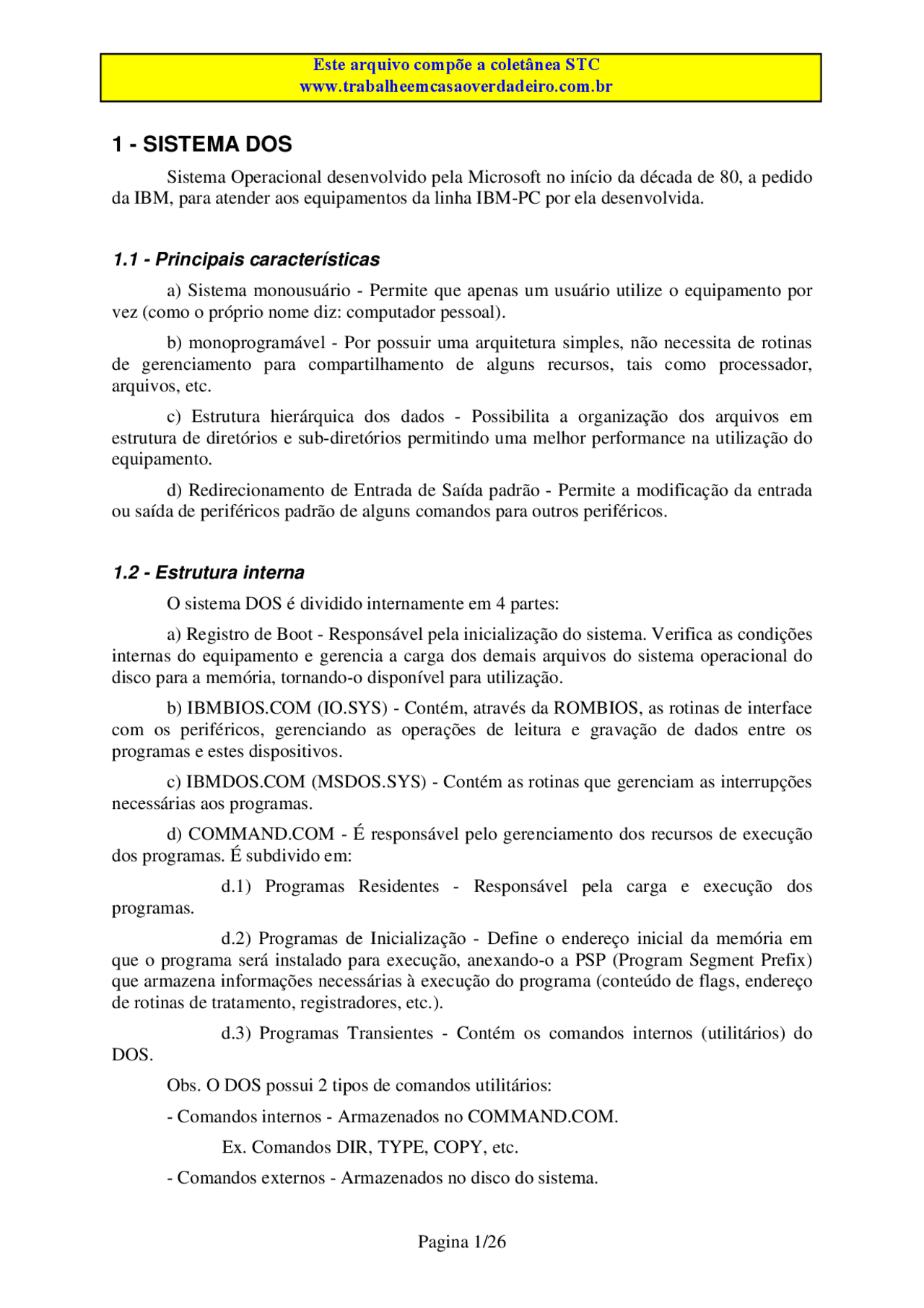 Curso De Computação Introdução à Computação Docsity