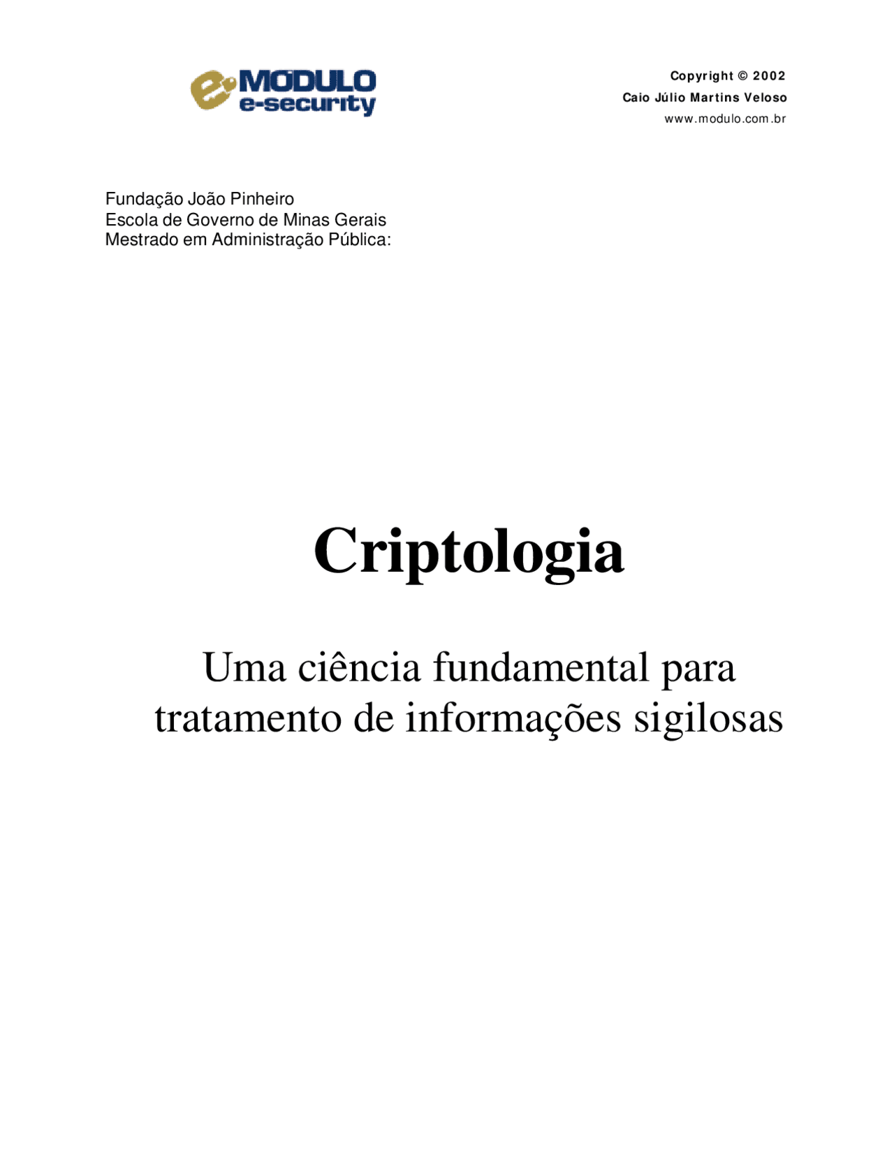 Criptologia - Apostila de Criptografia - Docsity