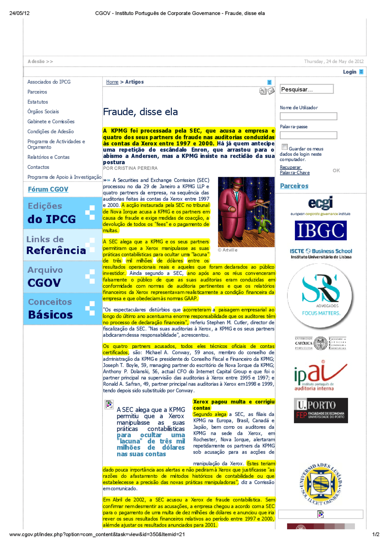 CGOV - Instituto Português de Corporate Governance - Fraude, disse ela ...