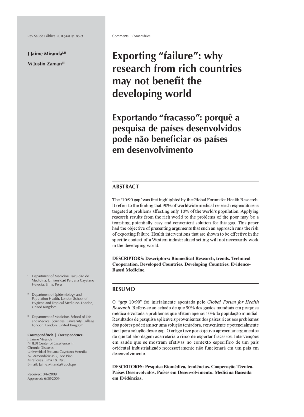 Exporting Failure: Why Research from Rich Countries May Not Benefit the Developing World ...