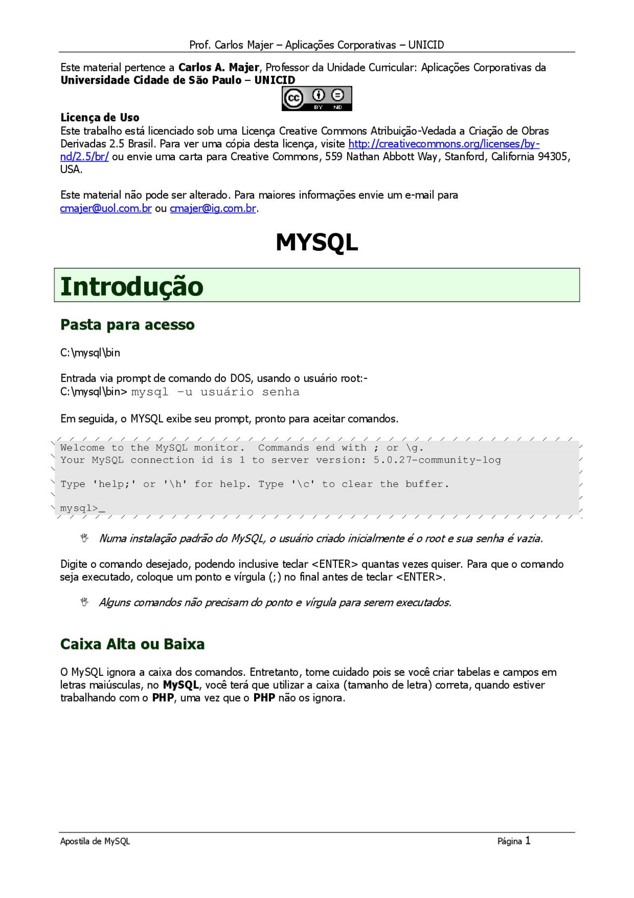 MYSQL - Apostila - MYSQL - Apostila - Docsity