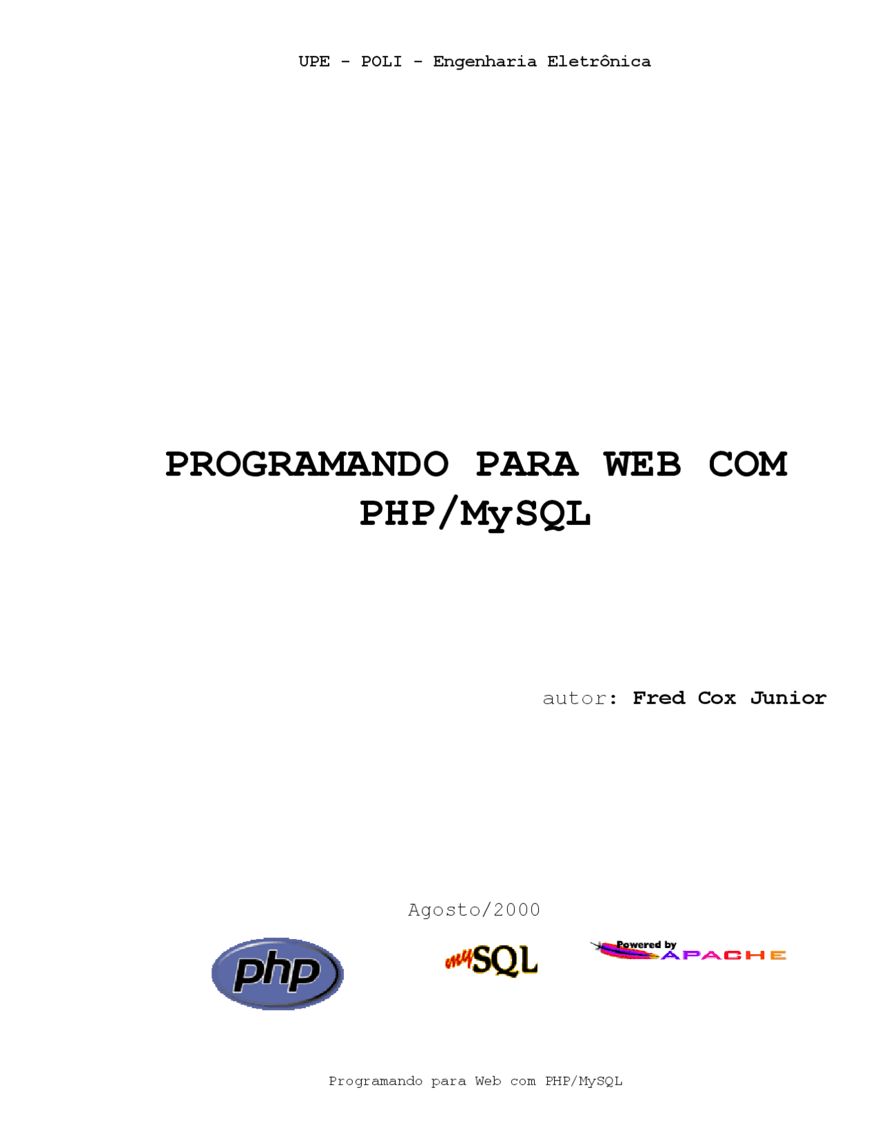 Programando Para Web Com Phpmysql Apostilia De Php Docsity