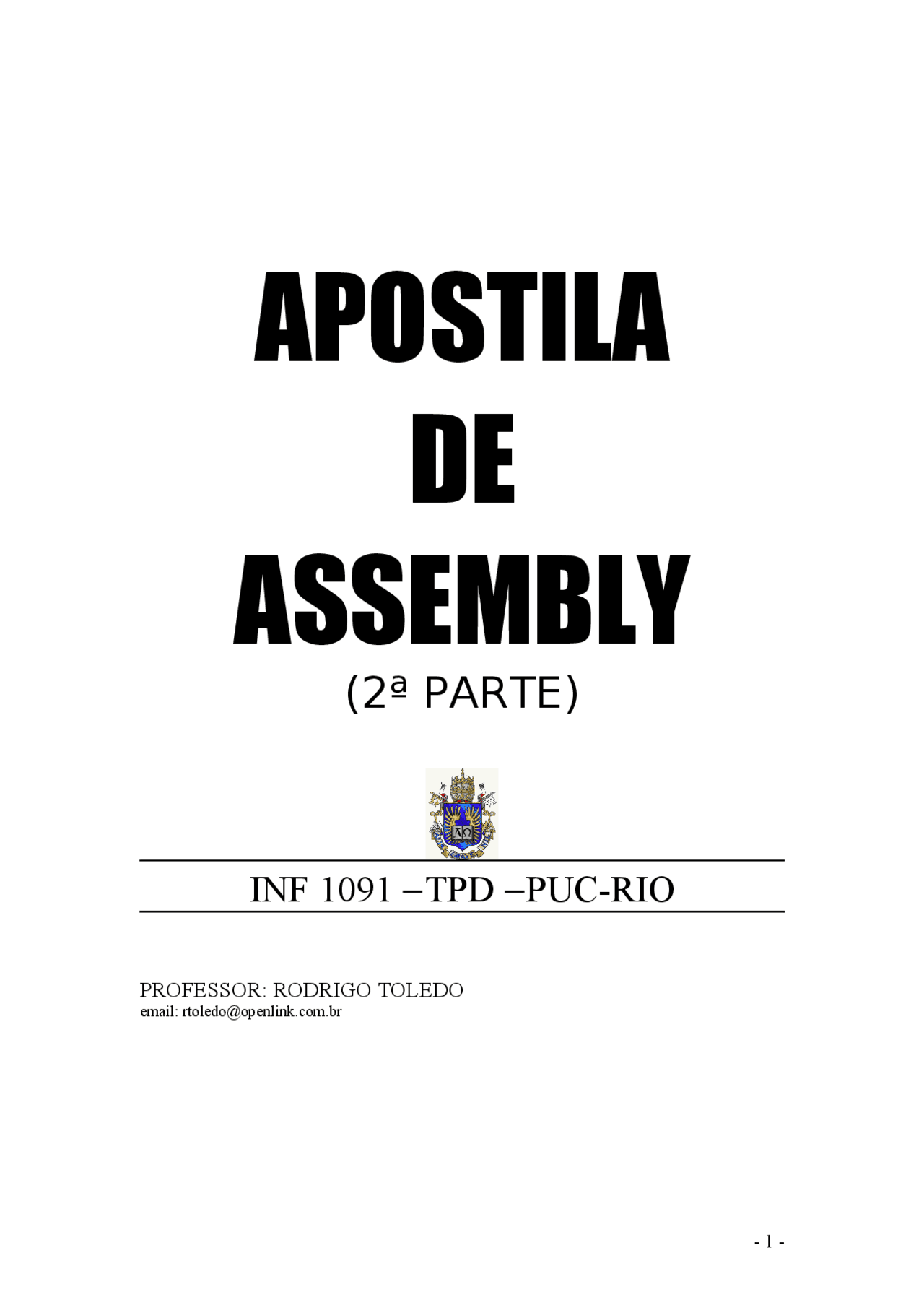 37119419 Apostila 2 De Assembly Programação Assembly Docsity