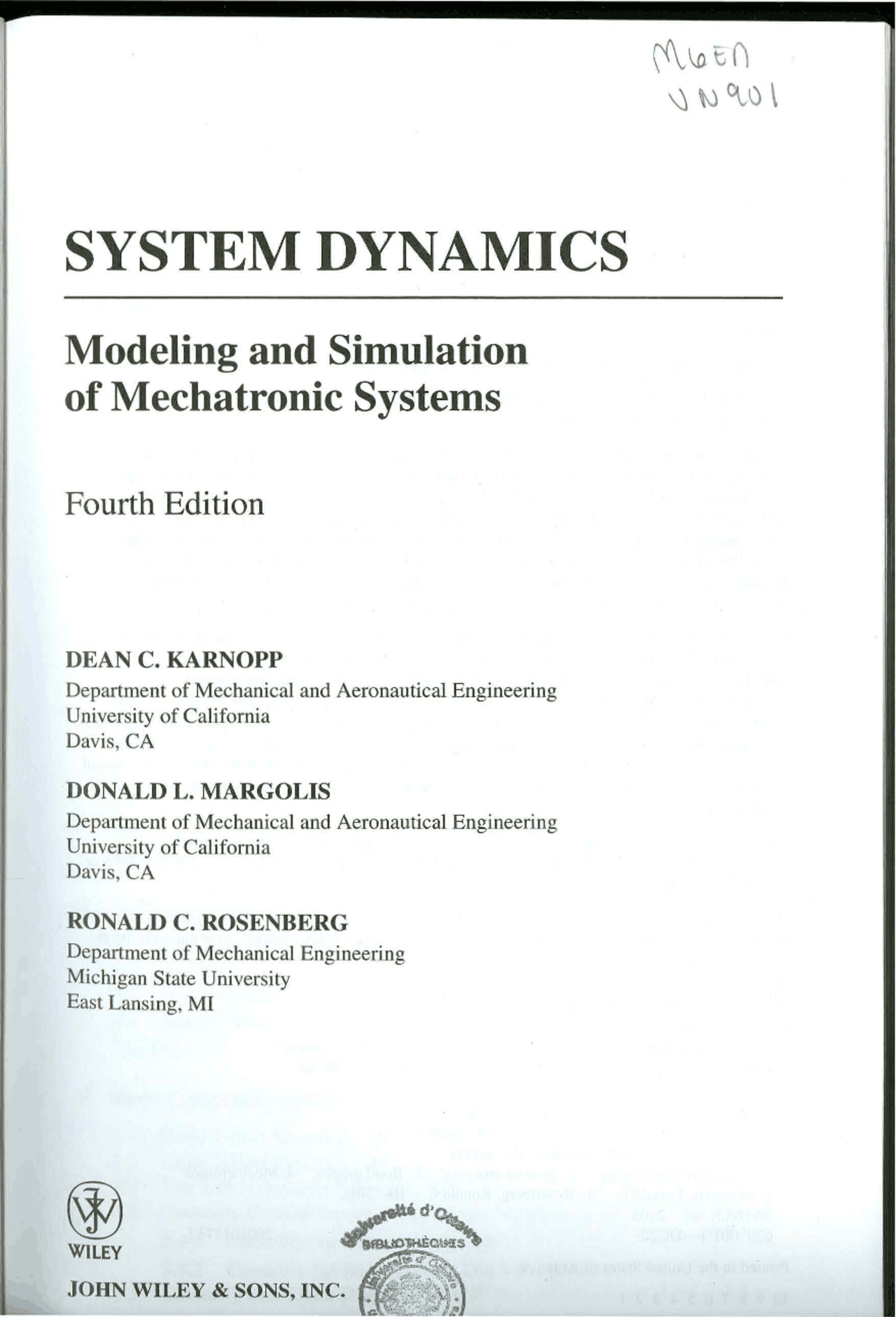 System Dynamics Modeling And Simulation Of Mechatronic Systems Para