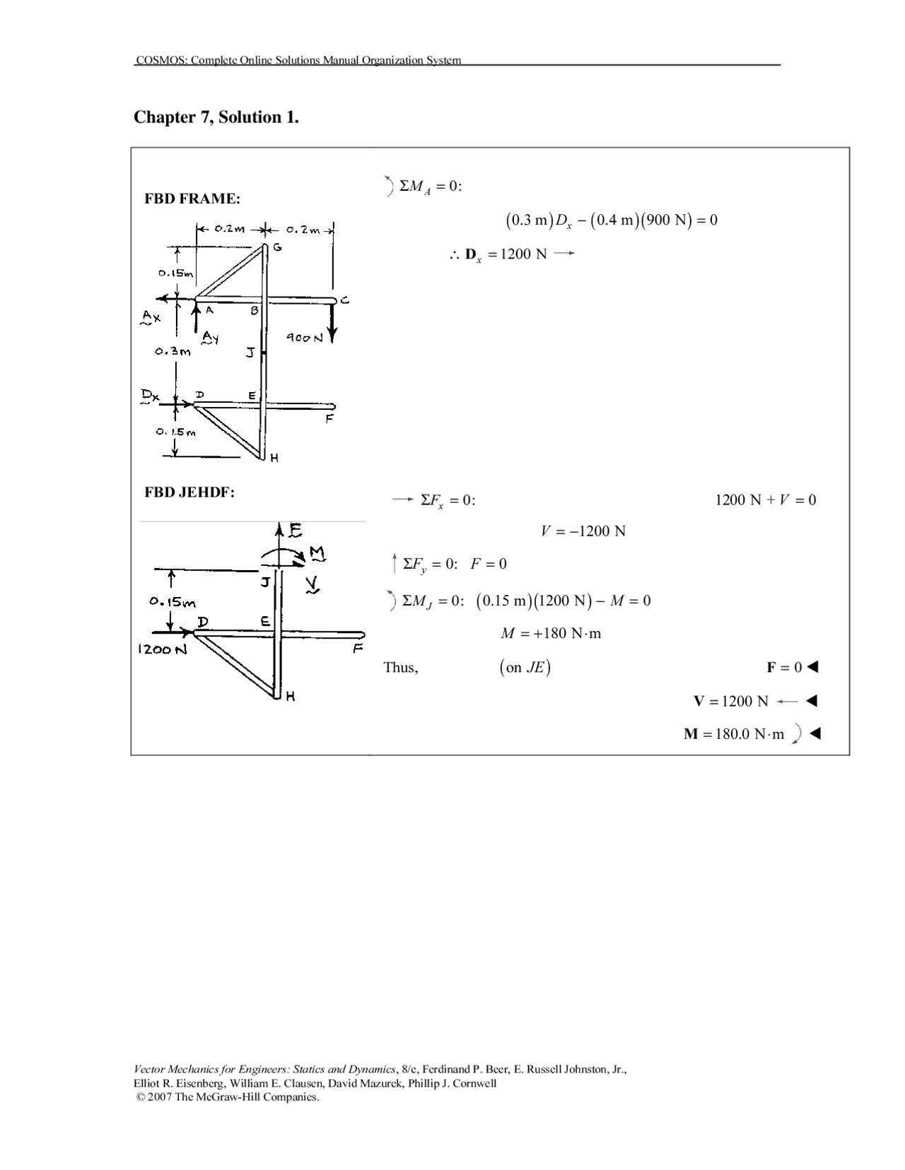 Vector Mechanics for Engineers - Statics 8E Solutions - chapter 7 ...