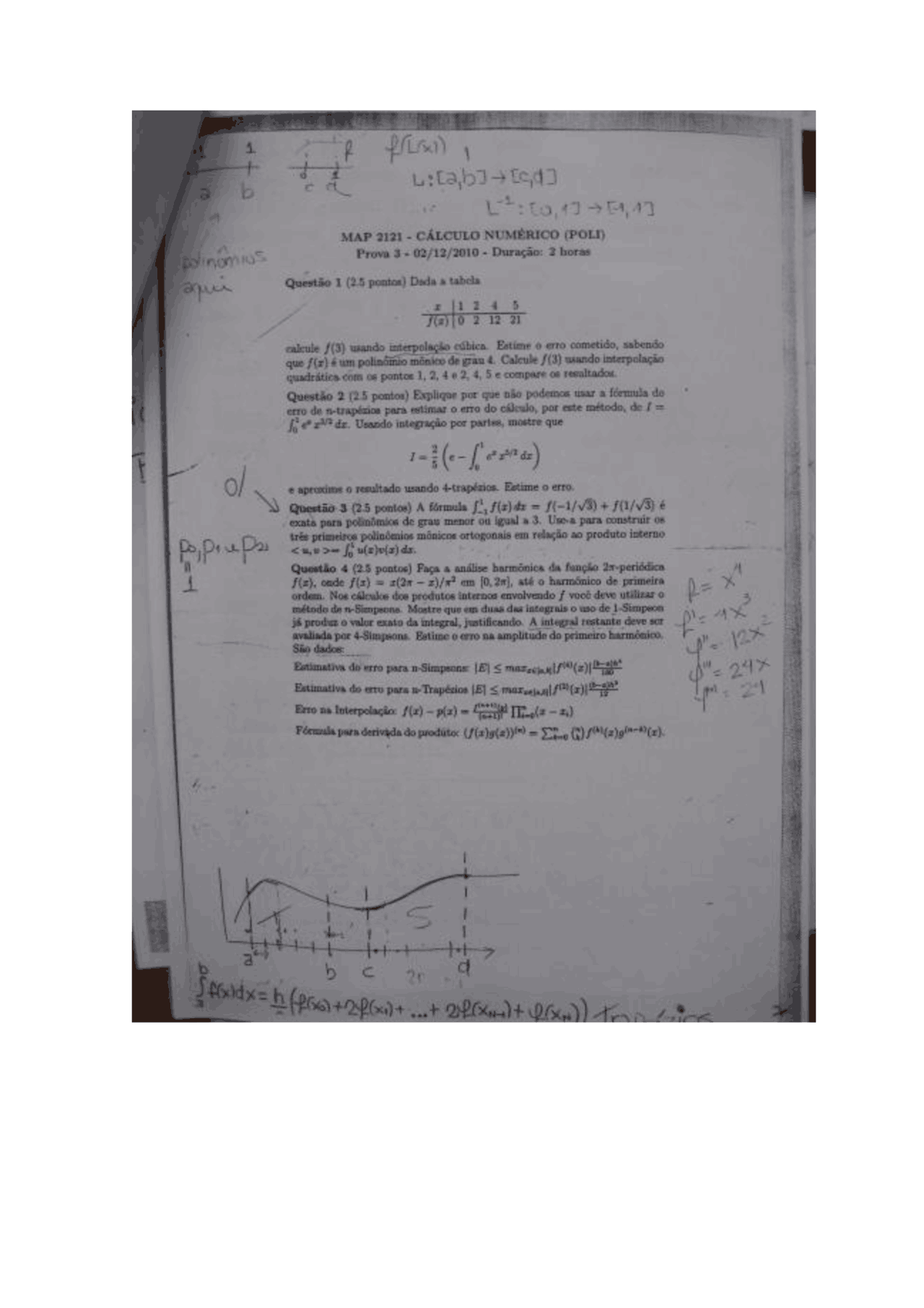 P3 2010 Map2121 Cálculo Numérico Resolução Prova 3 De Numérico