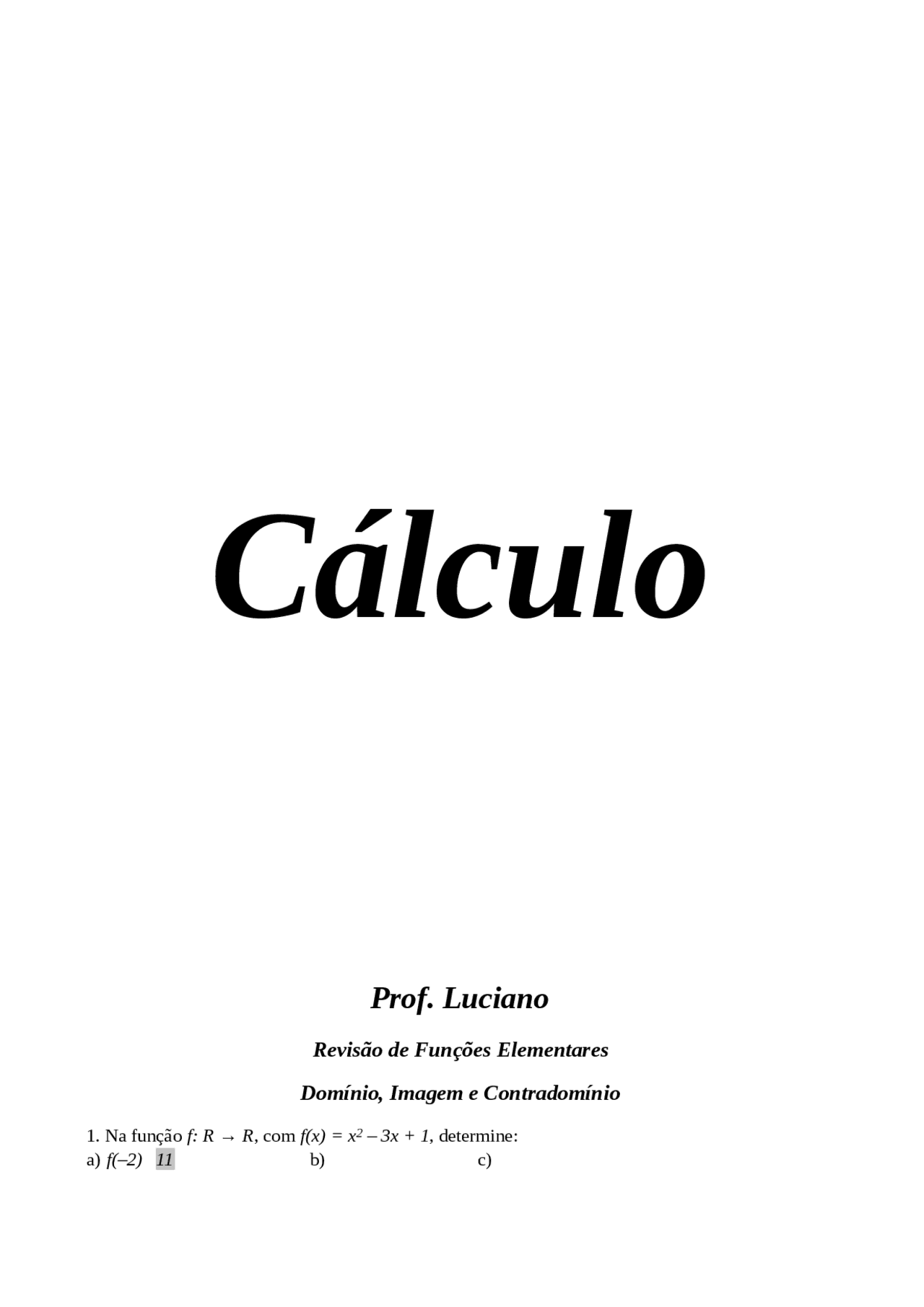 Apostila De Cálculo Revisão Função Introdução A Limite Derivada E