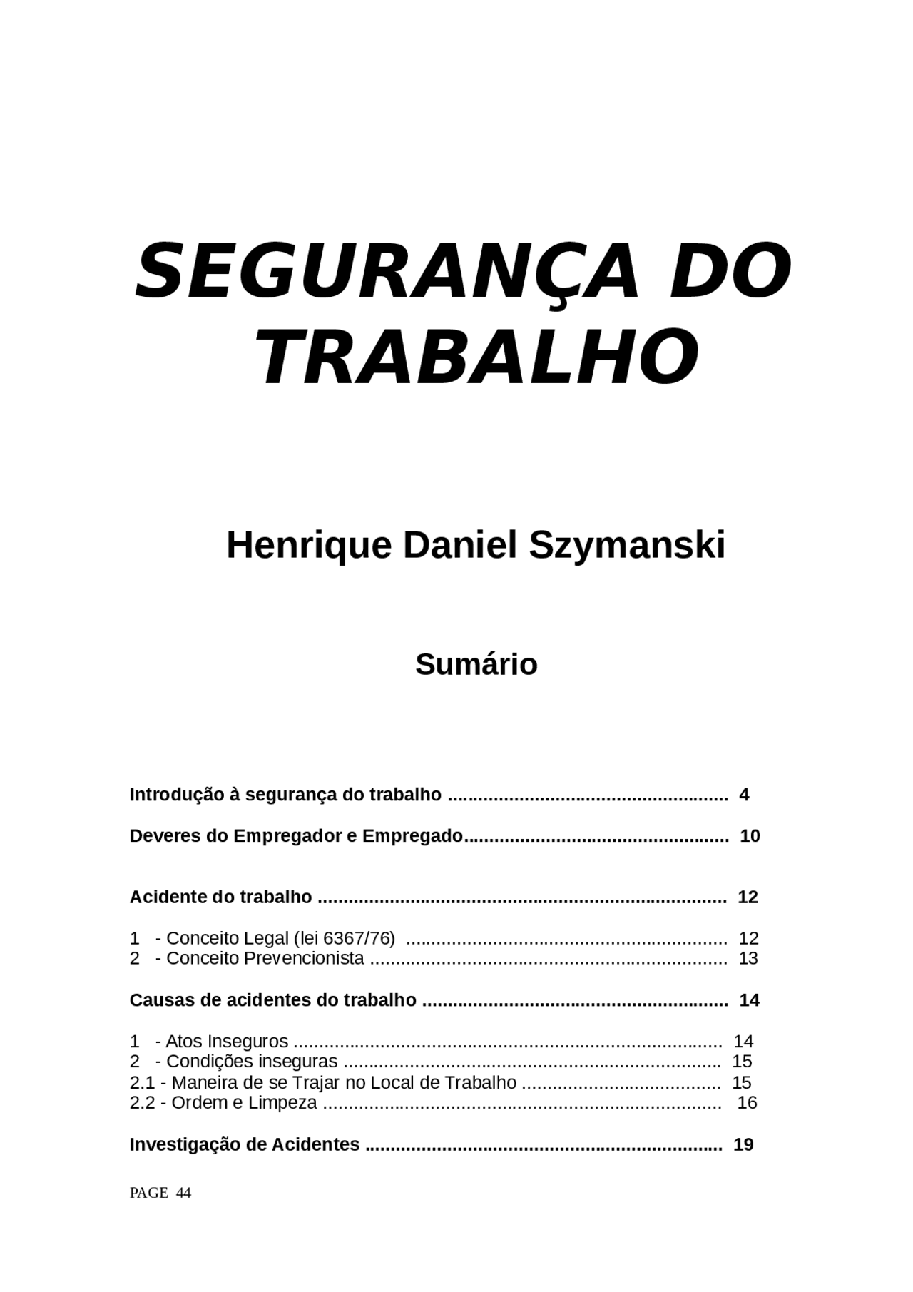 Apostila Seguranca Do Trabalho Apostila Segurança Do Trbalho Docsity