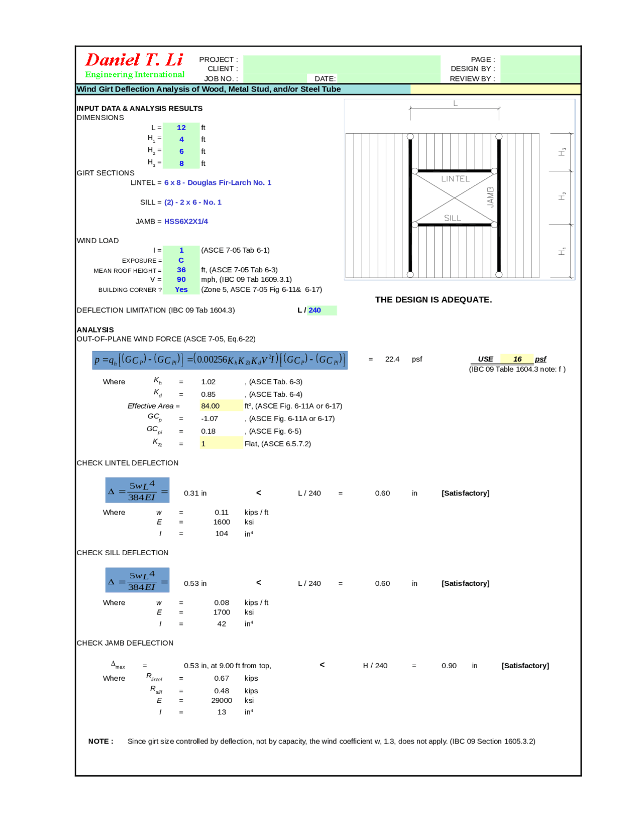 Wind Girt Deflection - calculo de vento - Docsity