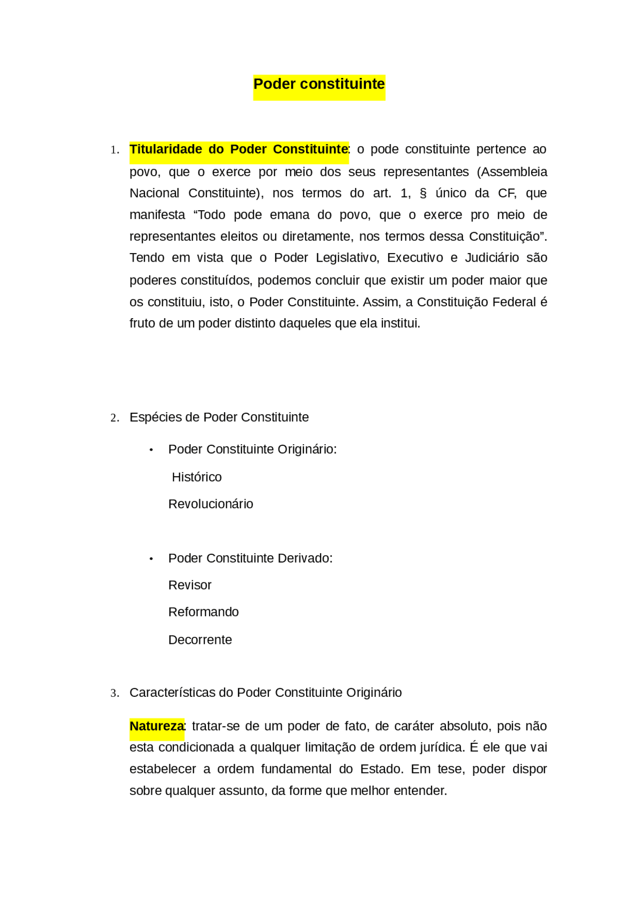 Poder constituinte - resumo-base - Docsity