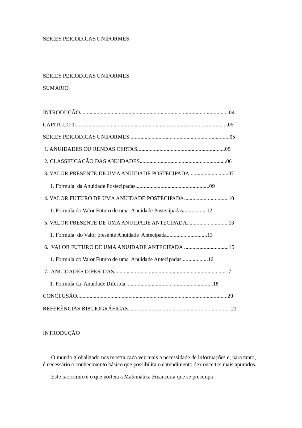 Séries Periódicas Uniformes Séries Periódicas Uniformes Docsity