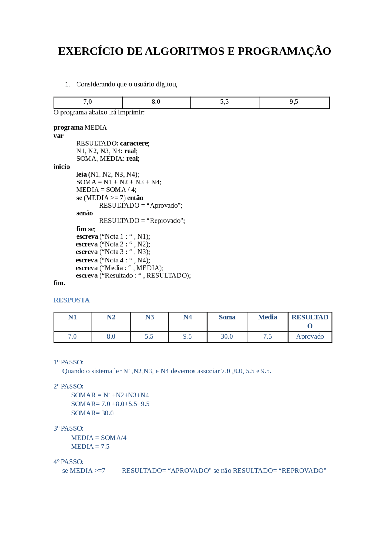 Exercício Resolvido Algoritmos E Programação Docsity