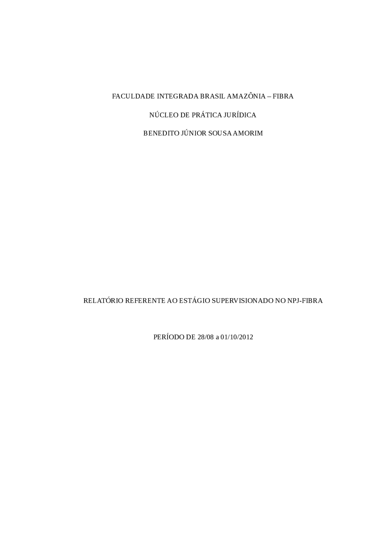 Relatorio 2ª Npc Npj Modelo De Relatório Encaminhado Ao Npj Fibra