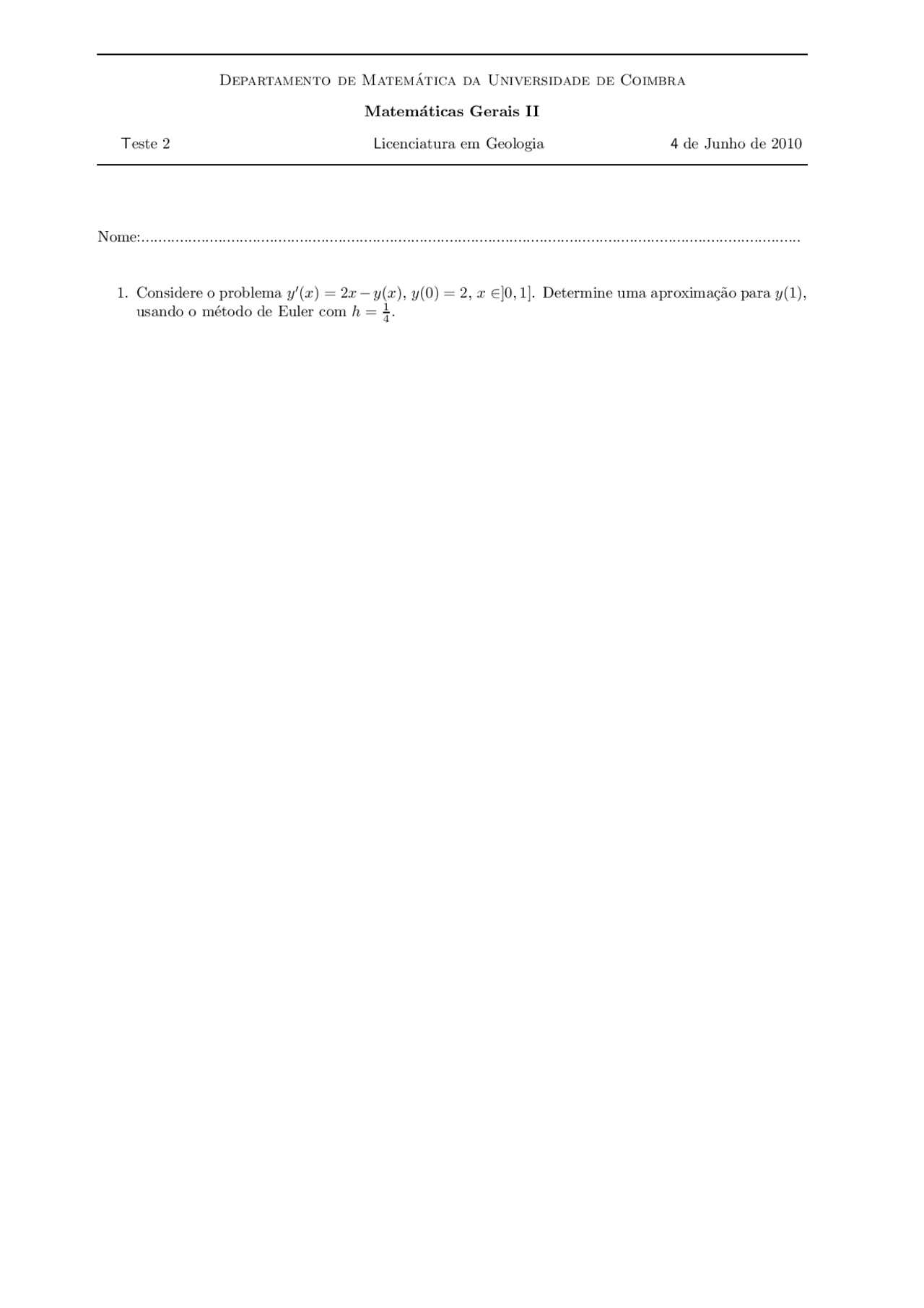 Teste2 Exercicos Matematica Funções Docsity