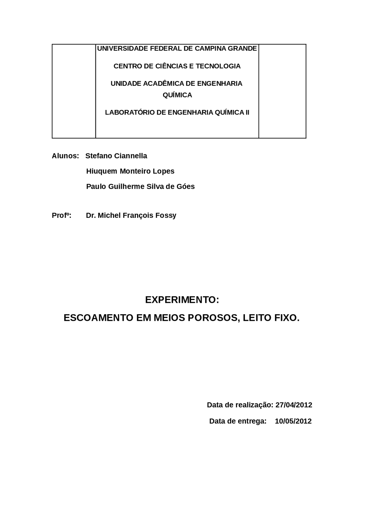 Leq Ii Leito Fixo Determinando A Perda De Carga Do Leito Fixo Docsity