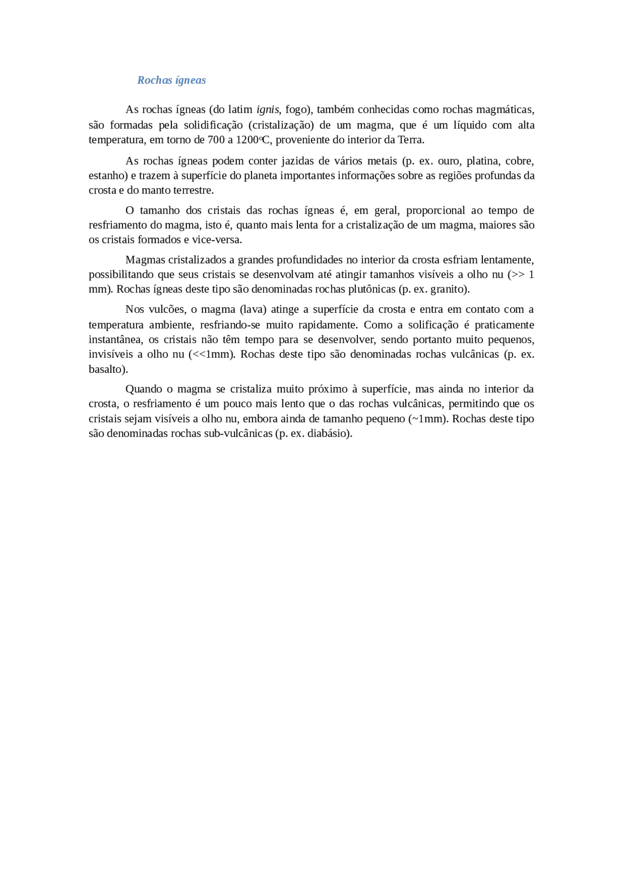 Rochas ígneas Rochas ígneas Docsity