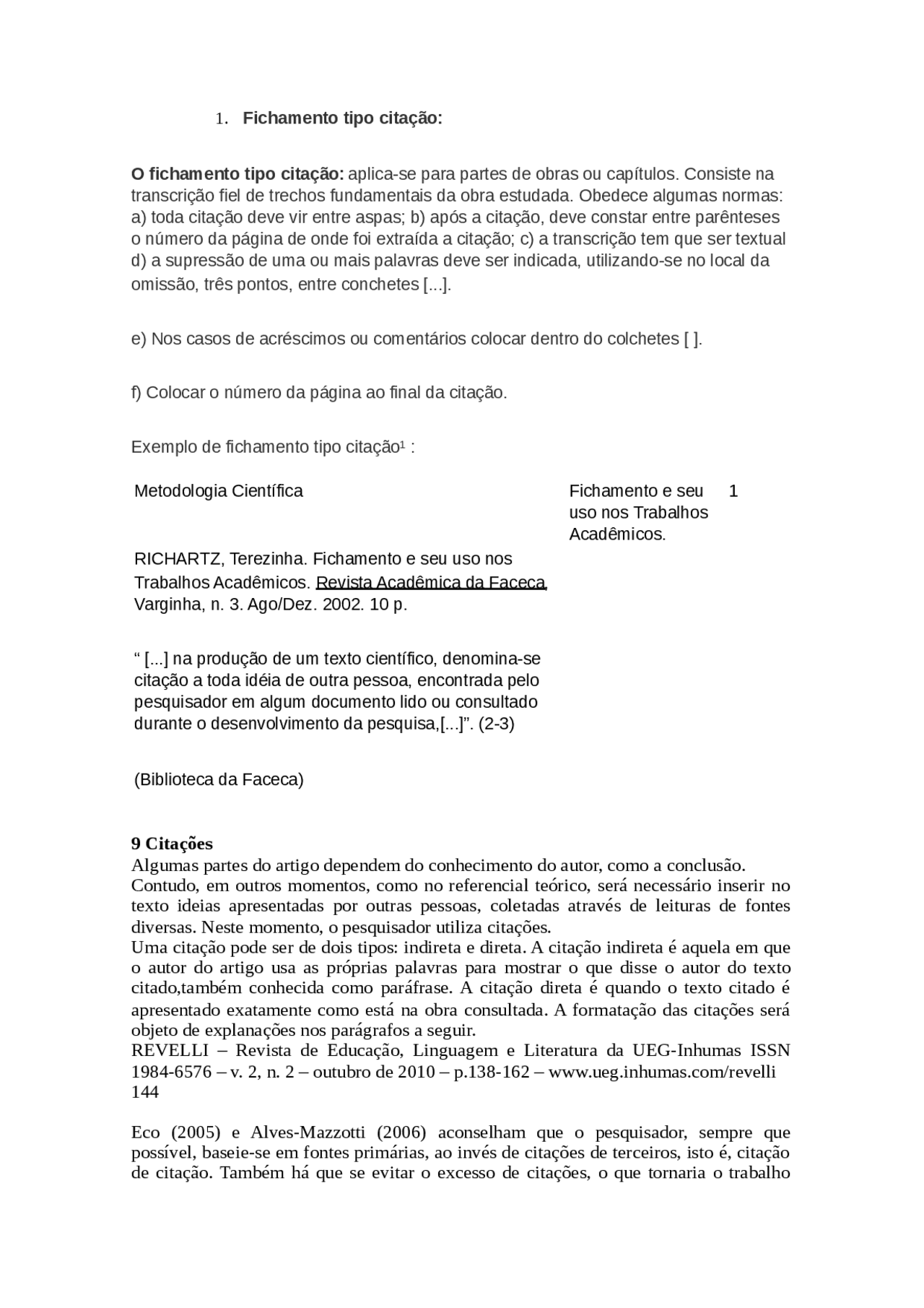 Fichamento Tipo Citação Metodologia Cientifica Docsity