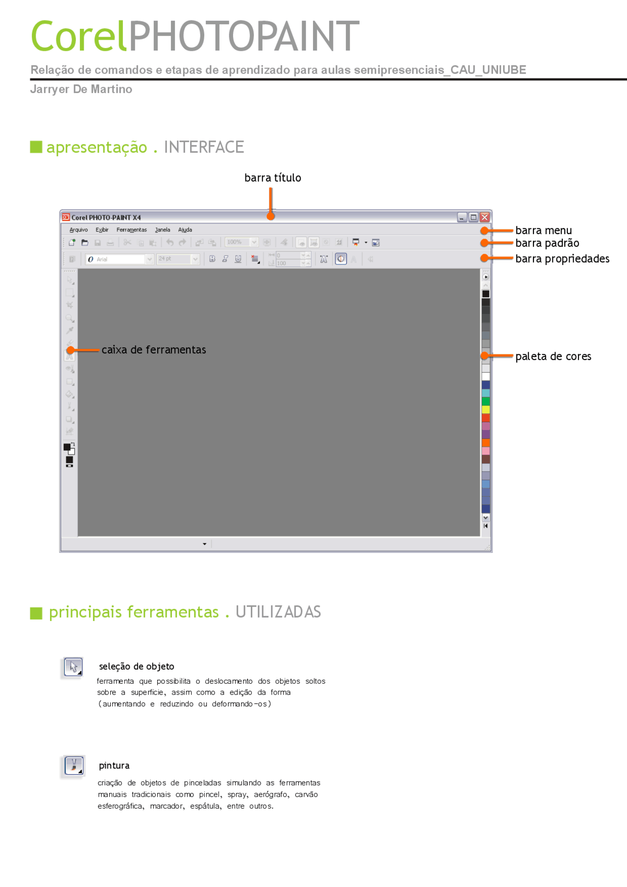 Corel - Apresentando interface - Iniciação de interface - Docsity