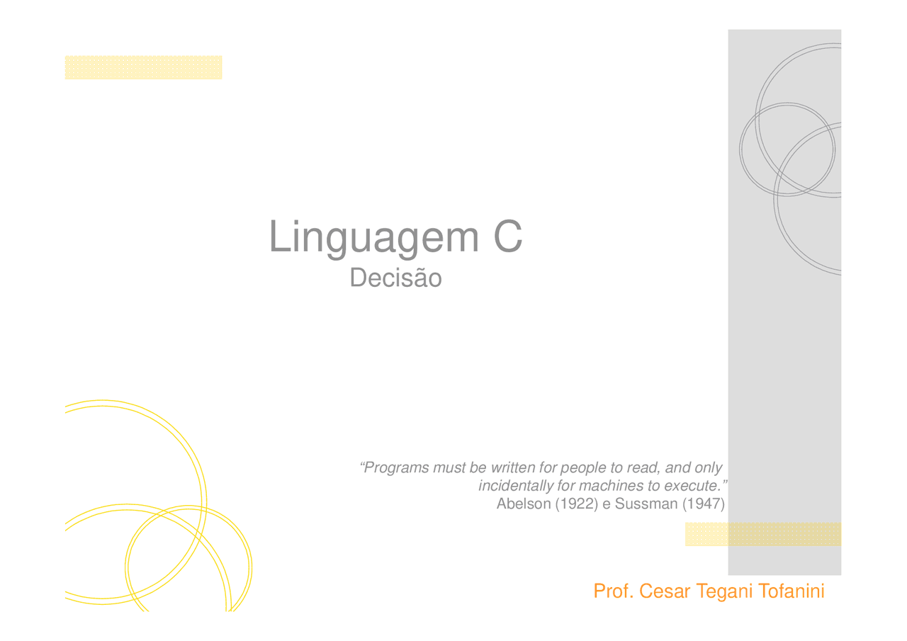 Linguagem C Decisão Linguagem De Programação Docsity