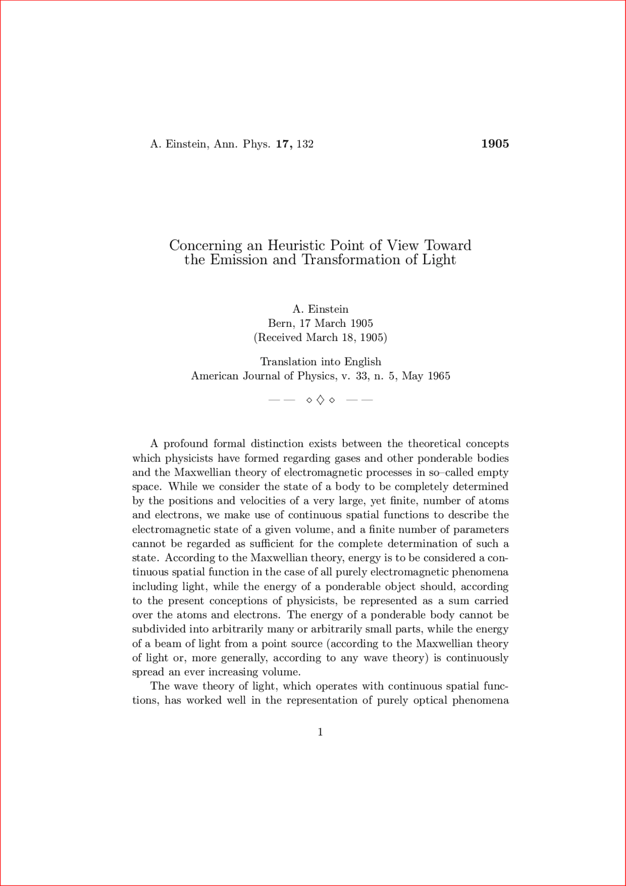 Annus Mirabilis - Albert Einstein - Documento completo - Docsity