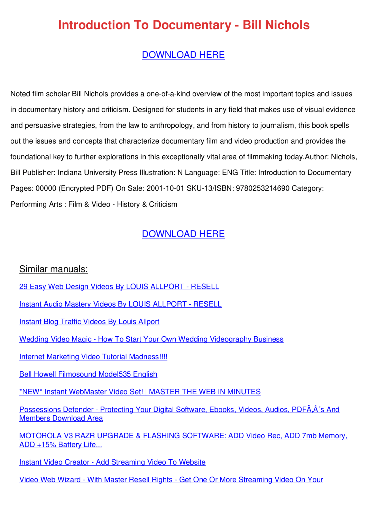 Introduction to documentary bill nichols - Introdução ao Documentário ...