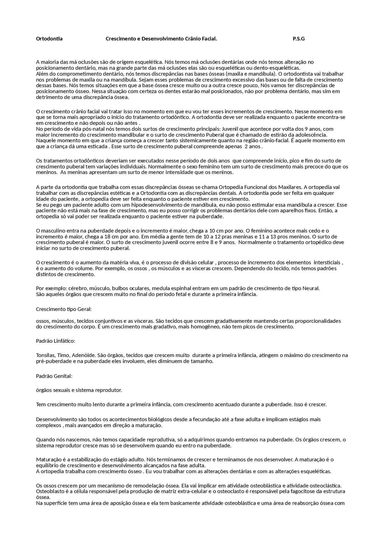 Orto Crescimento E Desenvolvimento Trabalho De Odontologia Docsity