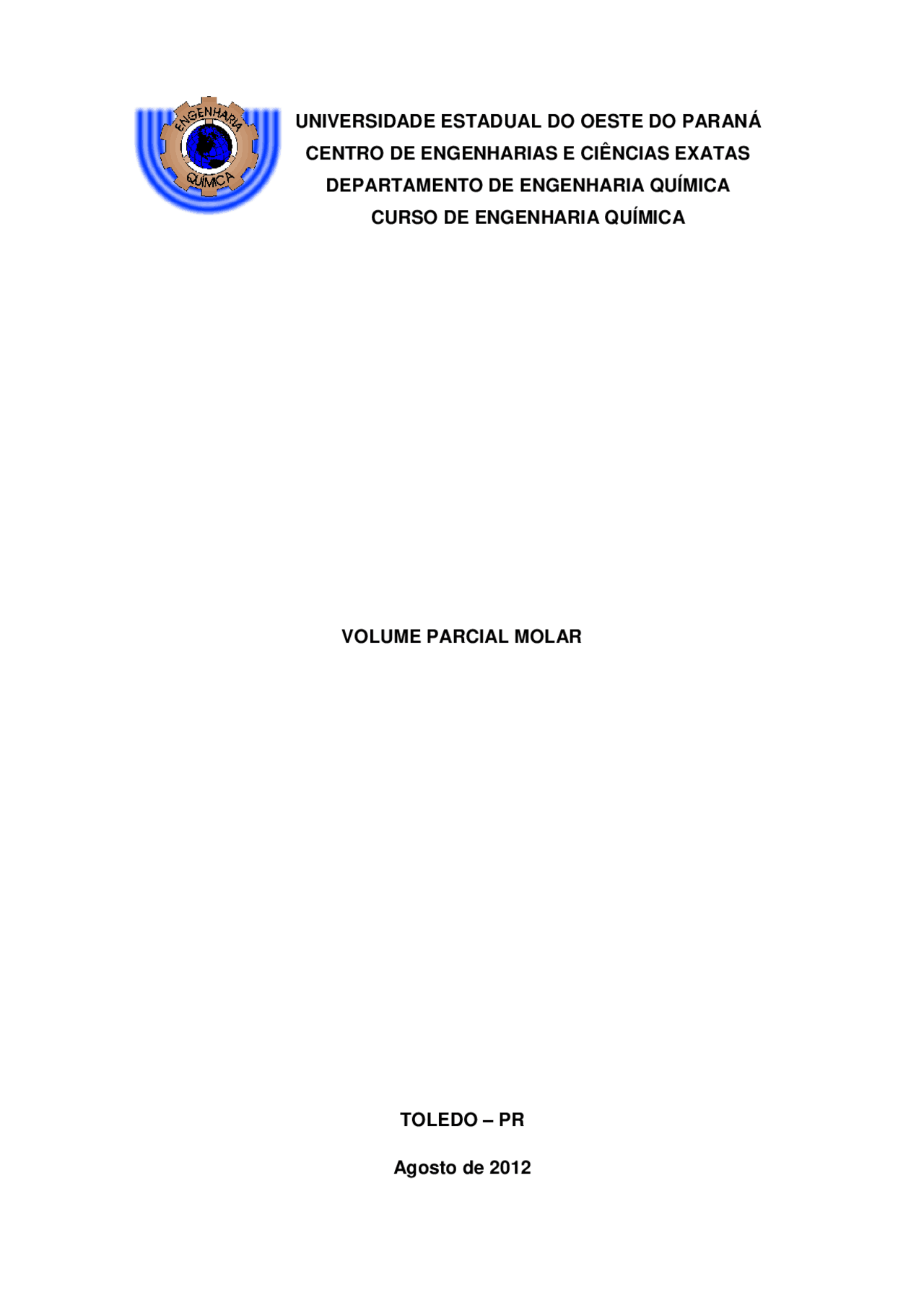Volume Parcial Molar - PDF - Relatório de Lab I - Docsity