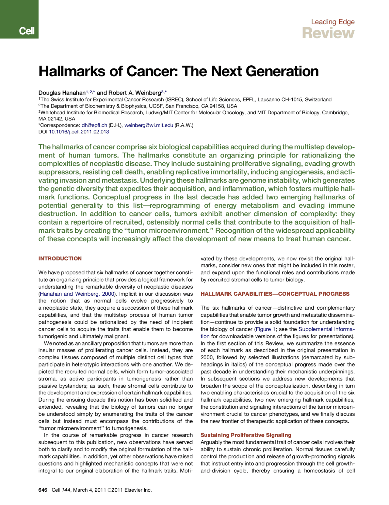 The Hallmarks Of Cancer - The Next Generation - The Hallmarks Of Cancer ...