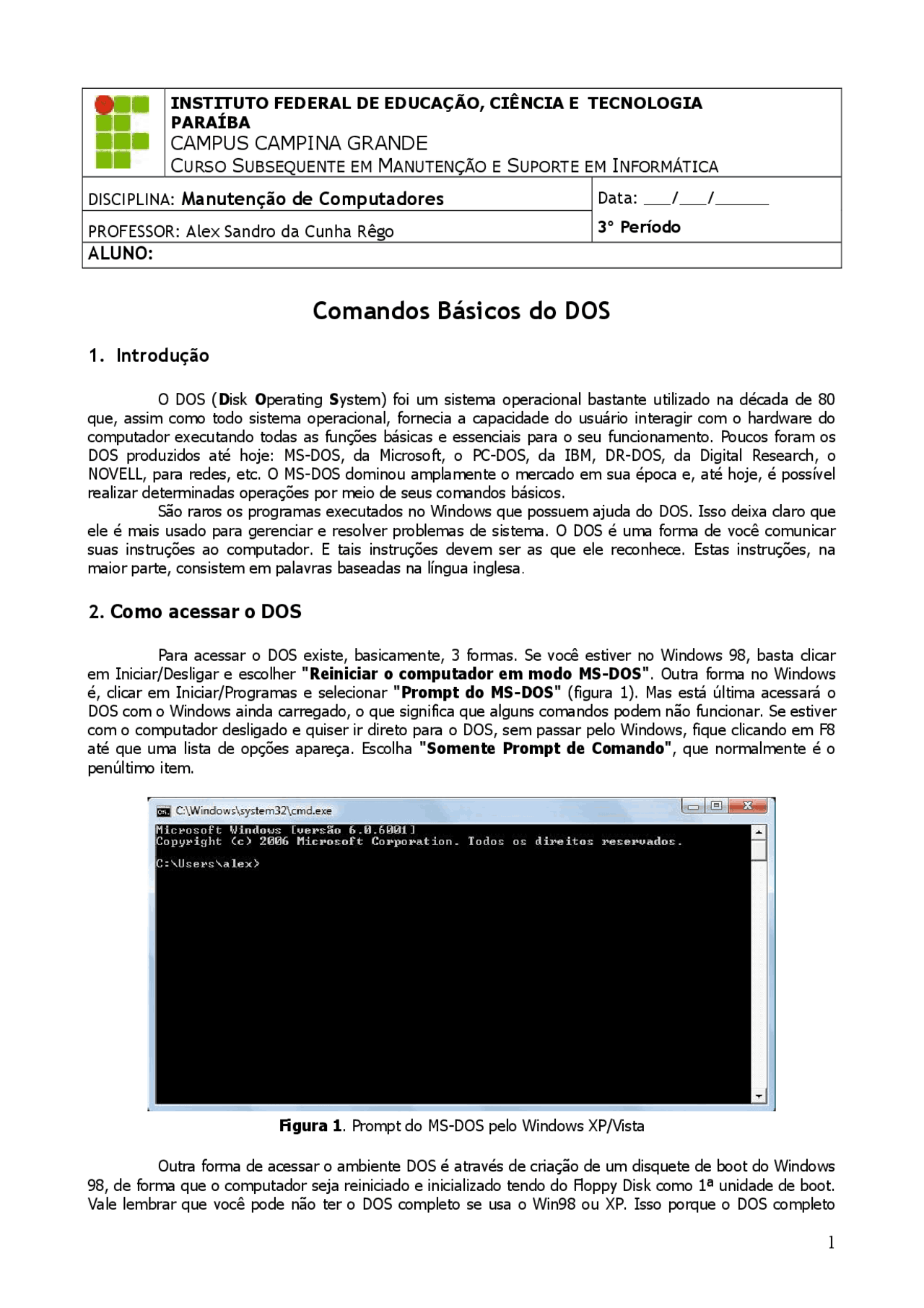 01 Comandos Dos Como Usar O Ms Dos Docsity