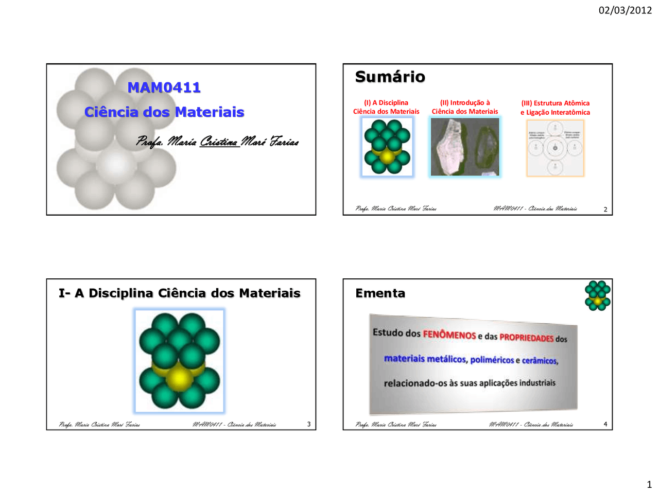 Introdução Ciências Dos Materiais Ciências Dos Materiais Docsity