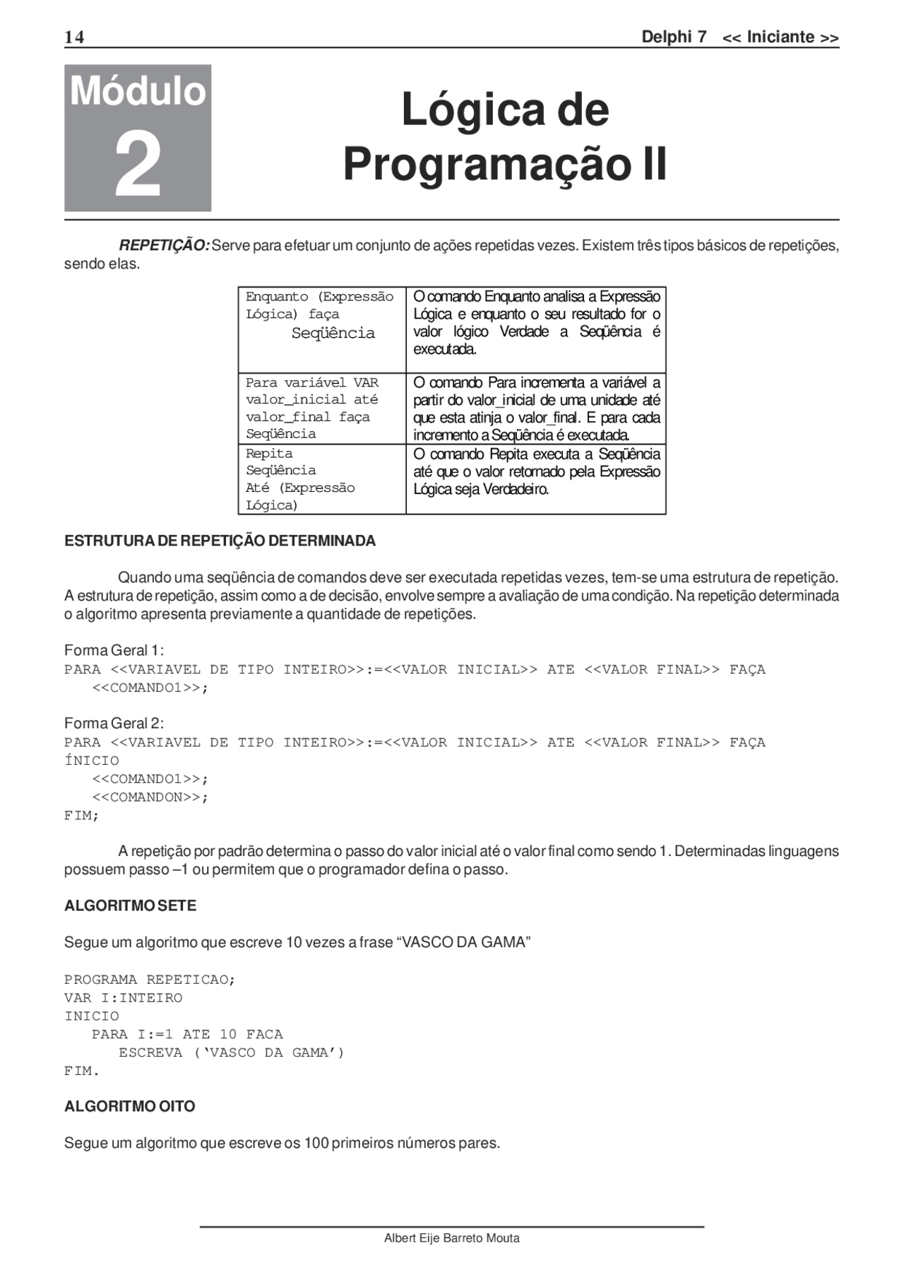 Logica de programacao 02 - aprendendo a programar - Docsity