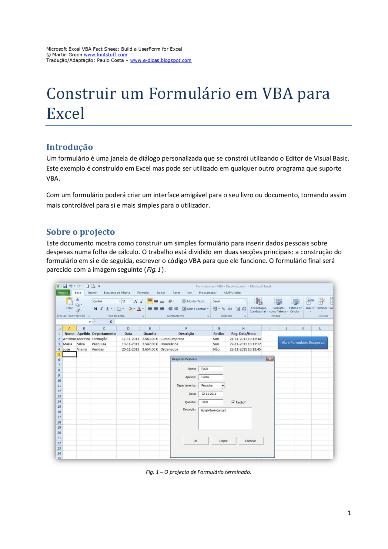 Construir Um Formulario Em Vba Para Excel Construir Um Formulario Em