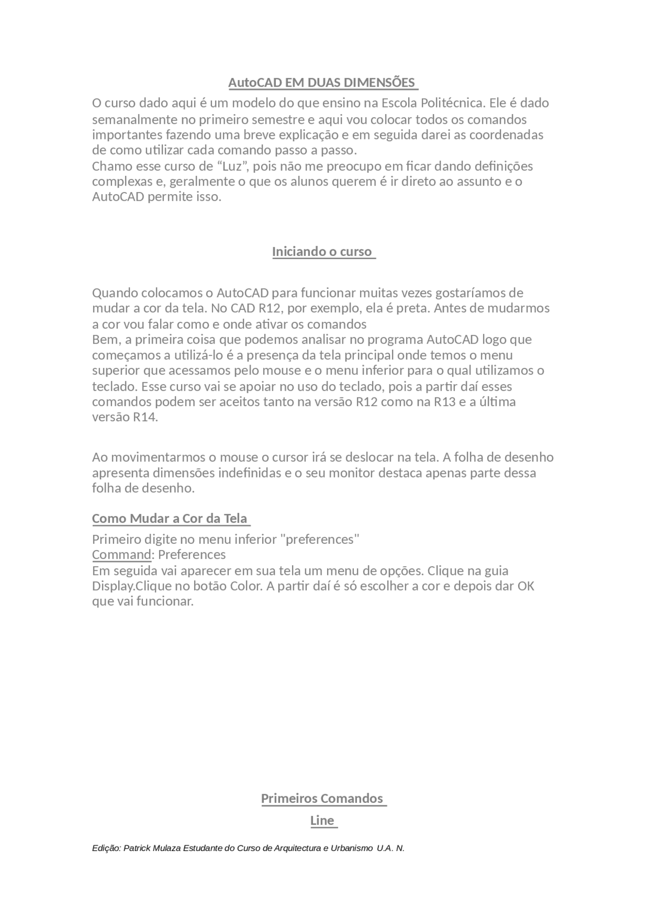 Curso De Auto Cad Em 2d Aulas Domicialiar Docsity