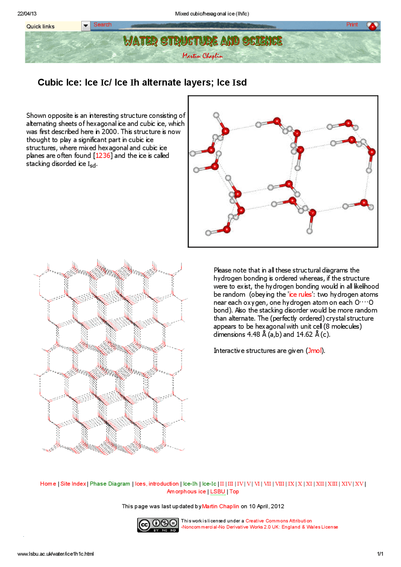 Agua Mixed cubic-hexagonal ice (Ih-Ic) - gelo cubico - Docsity