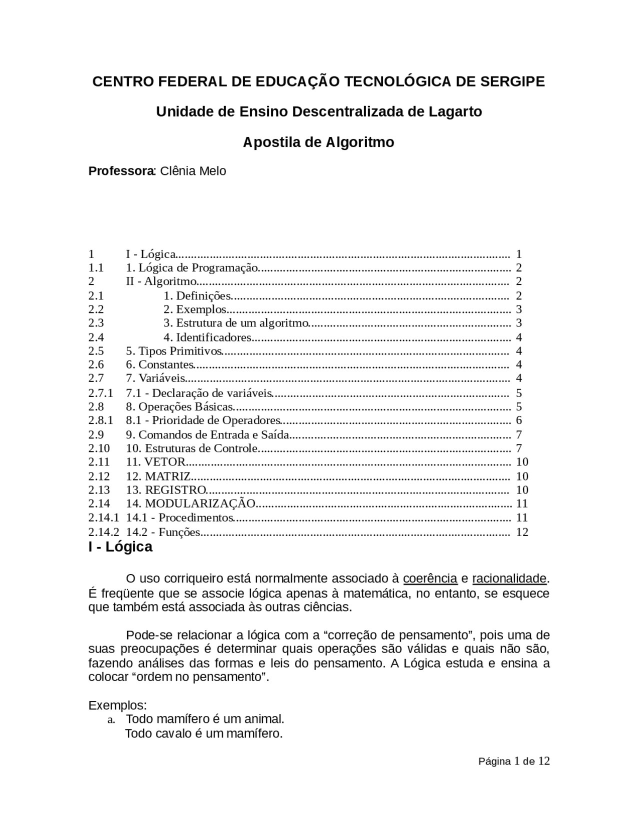 Apostila De Algoritmo Apostila De Algoritmo Docsity