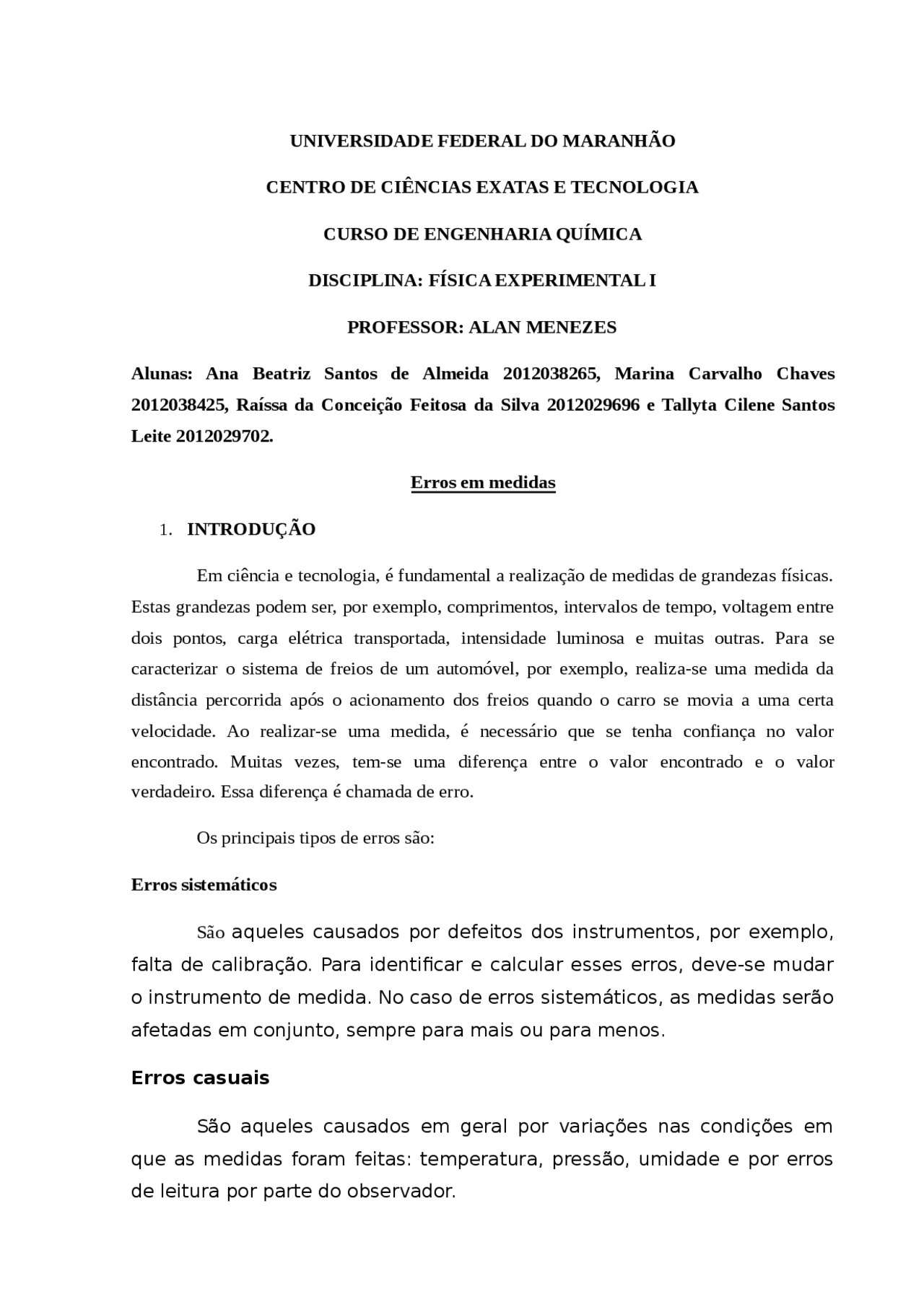 Todos os tipos de erros em física - erros em fisica | Docsity