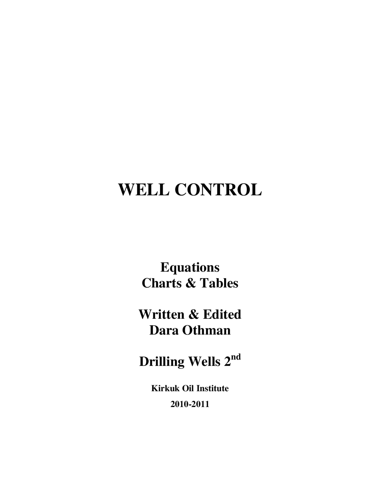 Well control equations, tables, charts by dara othman - well control ...