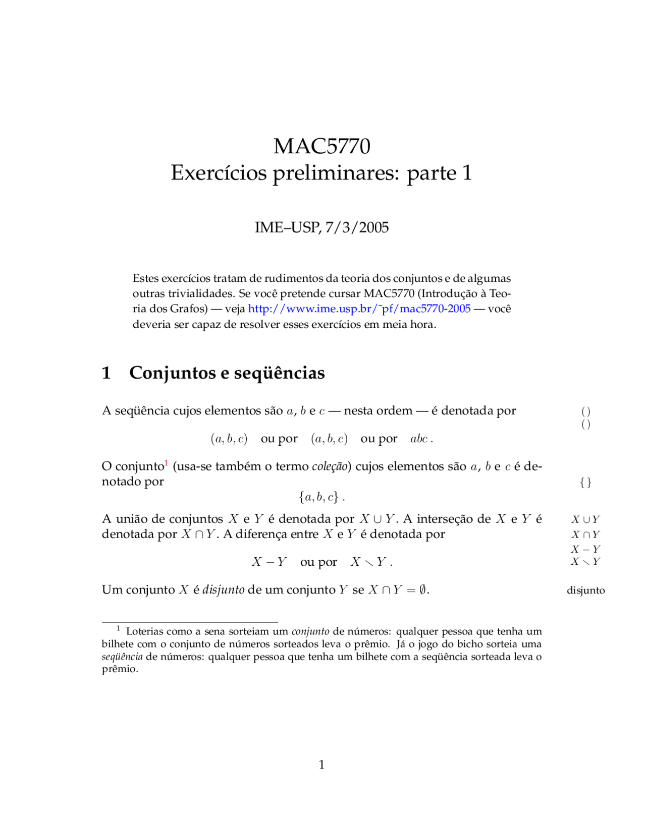 Exercicio conjunto - conjuntos numericos - Docsity