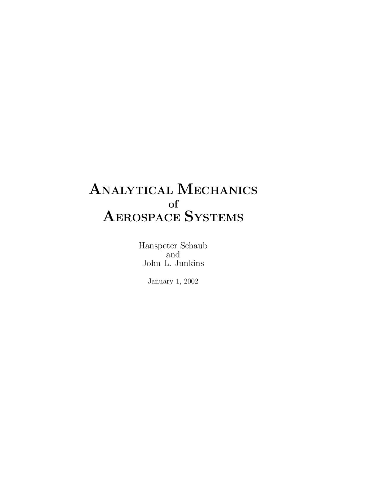 Analytical Mechanics of Aerospace Systems - Mecânica Analítica | Docsity