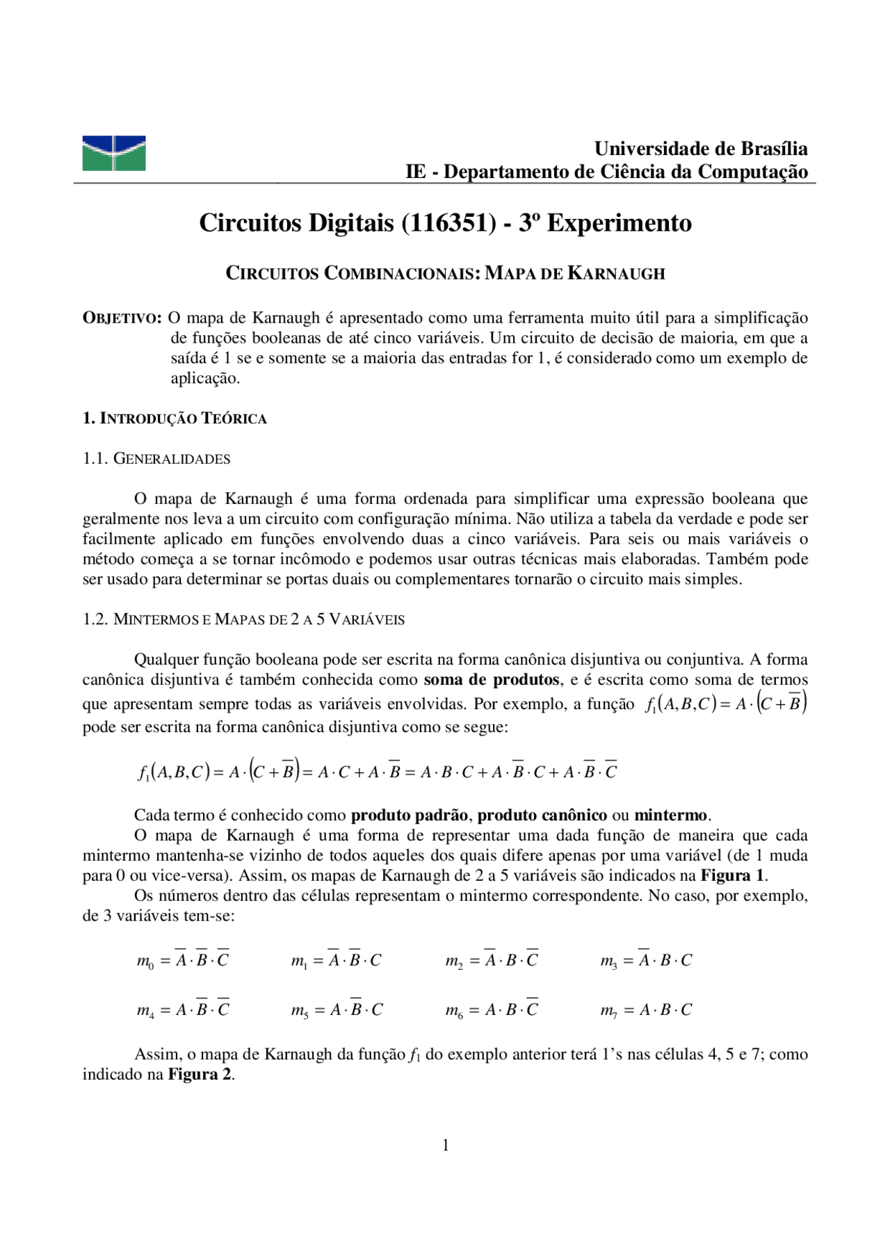 Roteiro Do 3º Experimento De Circuitos Digitais Roteiro Do 3º