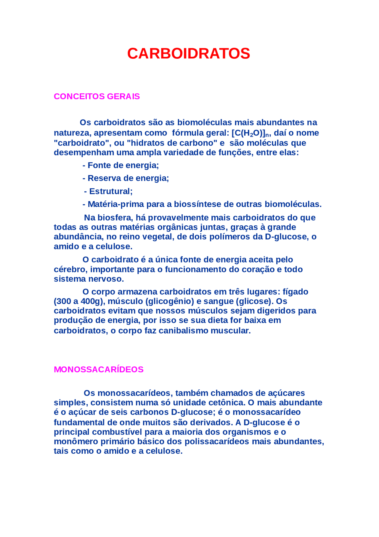 Carboidratos Carboidratosbiologia Docsity