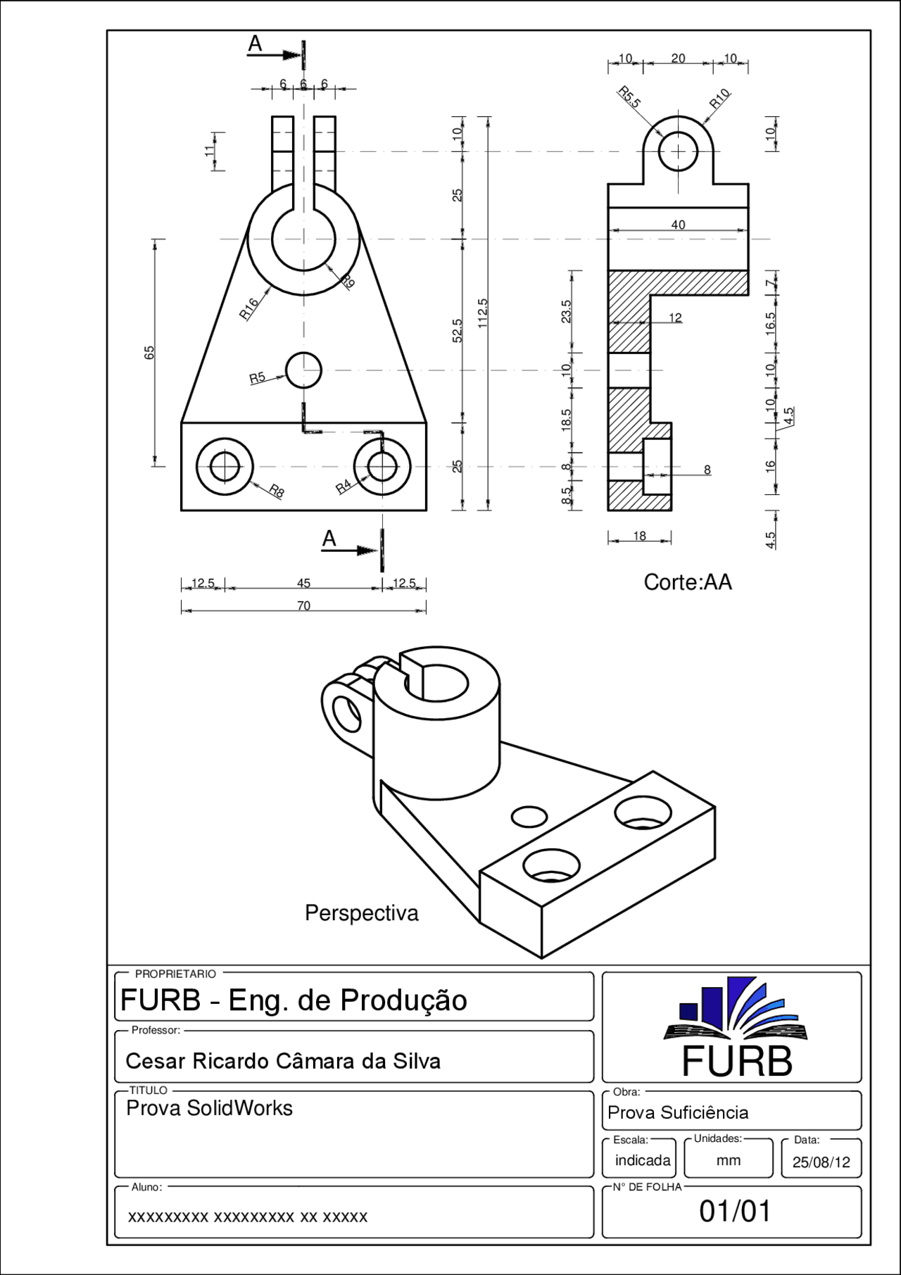 Exercicio Solidworks Desenho Com Cotas Para Solid Docsity