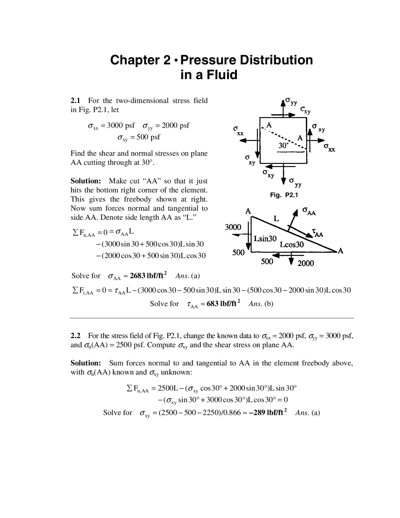 White fluid mechanics 5E solutions - fluidmechwhite5ech02a - Solution 5ed - Docsity