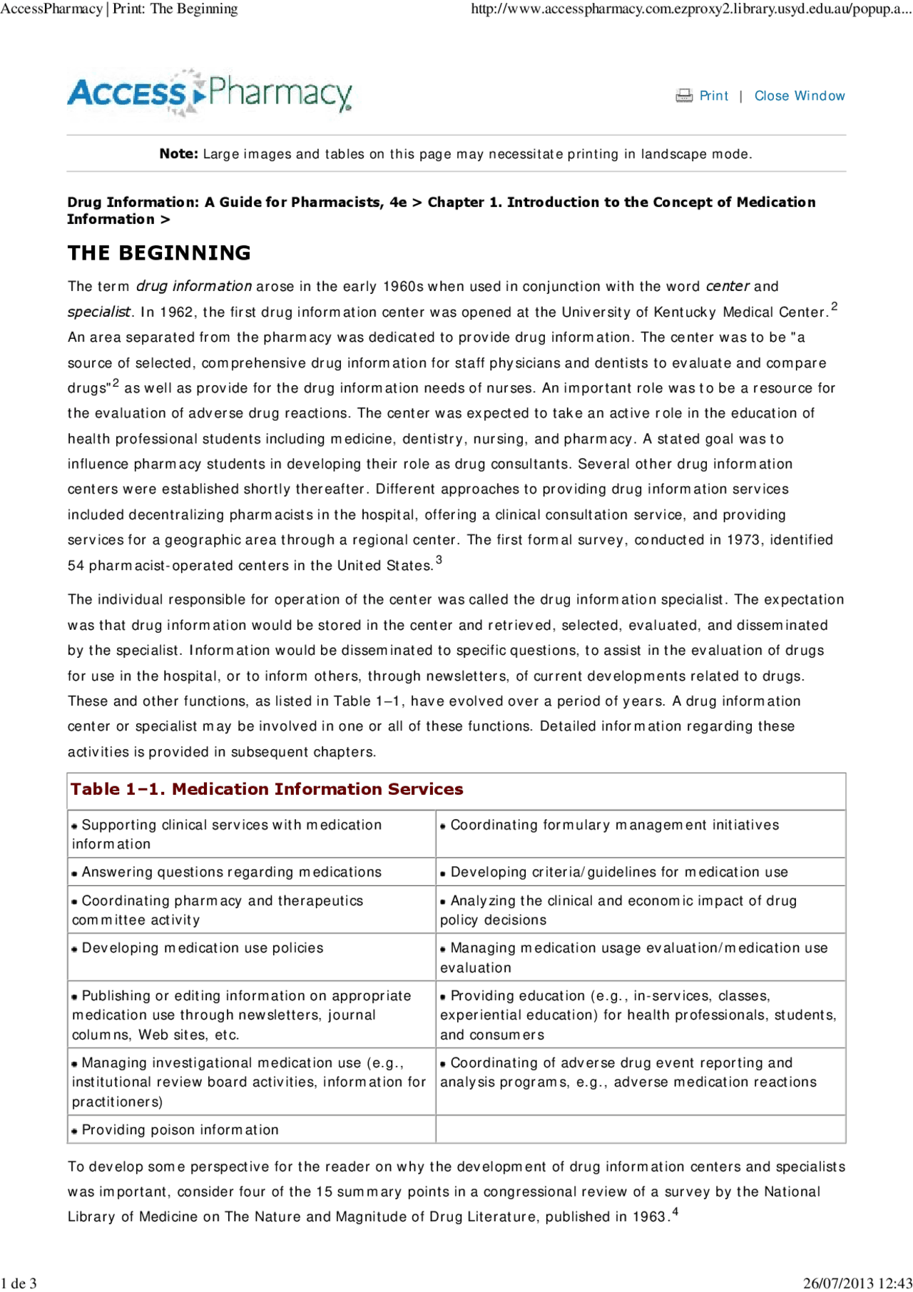 Introduction to the Concept of Medication Information The Beginning ...