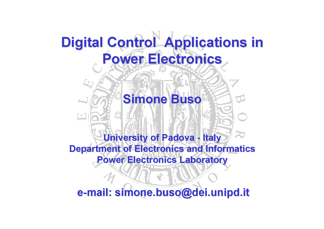 Lesson1 Digital Control Applications In Power Electronics Docsity