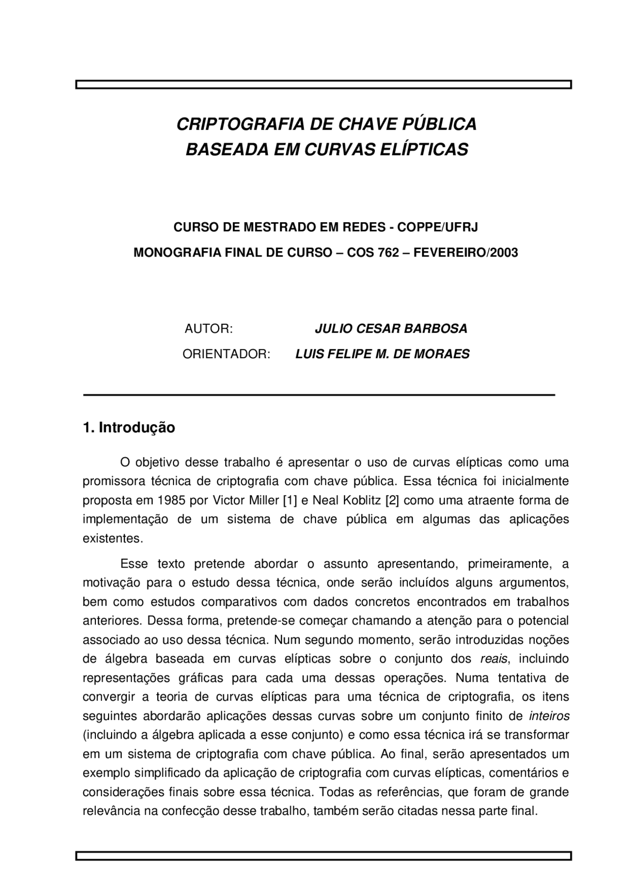 Criptografia de chave pública baseada em curvas elípticas - criptografia de chave - Docsity
