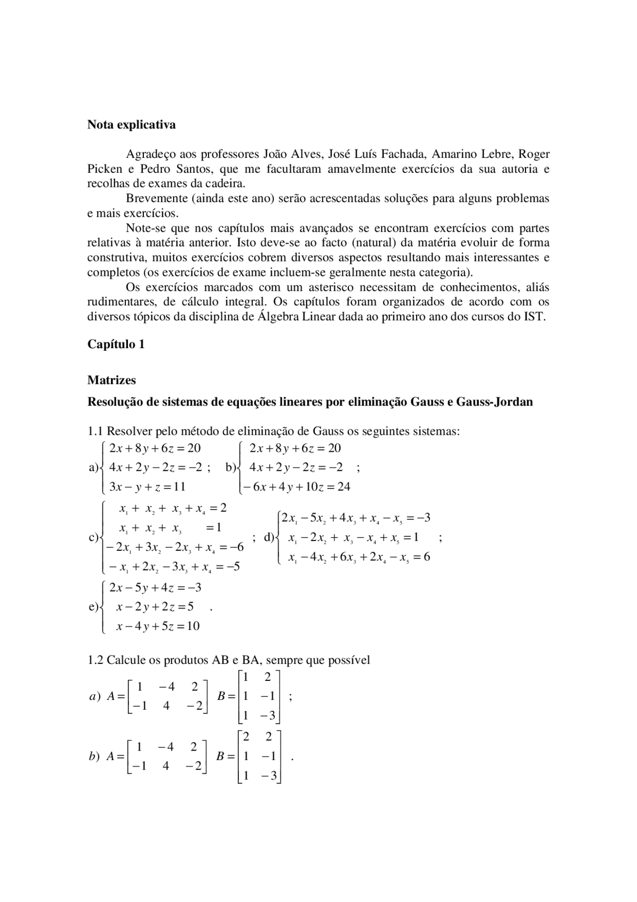 Exercicios Algebra 1 - listas de exercicios resolvidos de algebra, basta fazer uma - Docsity