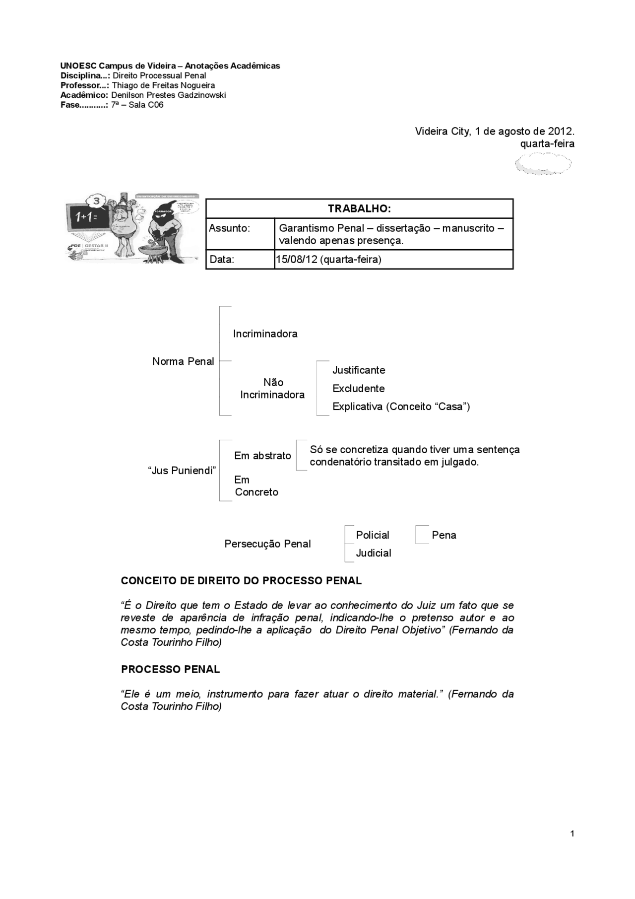 Direito Processual Penal - Anotações Acadêmicas - Direito Processual ...