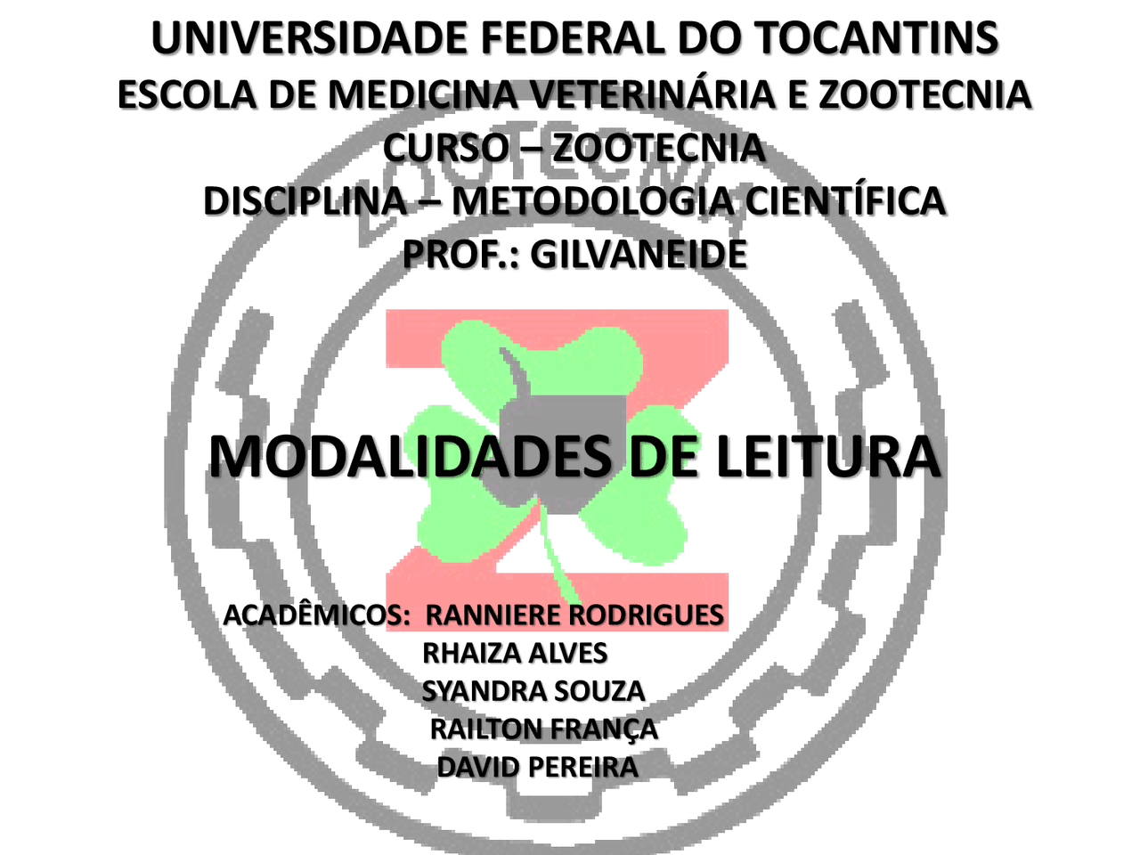 Modalidades De Leitura Apresentação Metodologia Docsity
