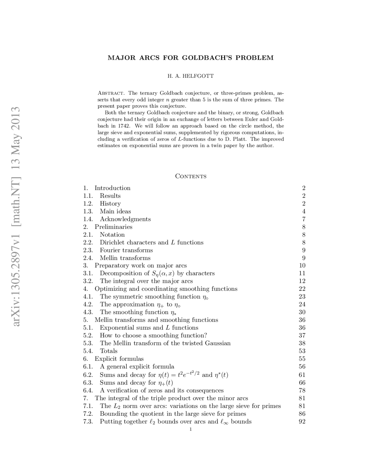 Major Arcs For Goldbach Problem (H.A.Helfgott) - Matemático peruano H.A ...